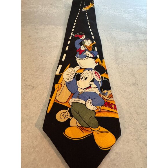 Disney | Accessories | Vintage Disney Mickey Mouse Aviation 0 Silk Tie ...